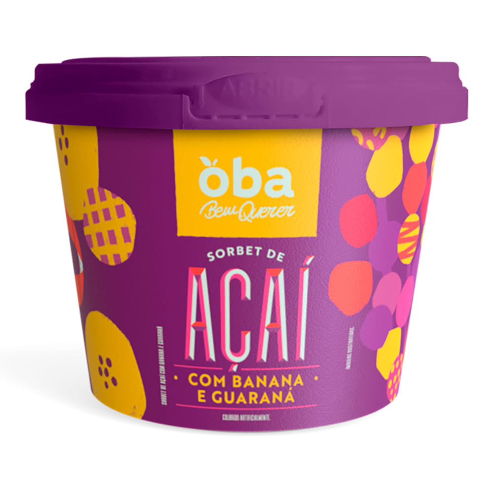 SORBET DE AÇAÍ COM BANANA E GUARANÁ OBA BEM QUERER 200 ML - Oba Hortifruti SORBET DE AÇAÍ COM BANANA E GUARANÁ OBA BEM QUERER 200 ML - Oba Hortifruti