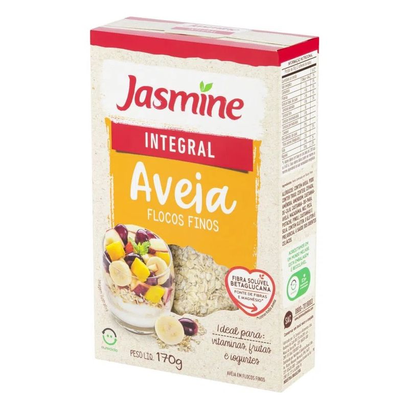 AVEIA EM FLOCOS FINOS INTEGRAL JASMINE 170 G - Oba Hortifruti AVEIA EM FLOCOS FINOS INTEGRAL JASMINE 170 G - Oba Hortifruti